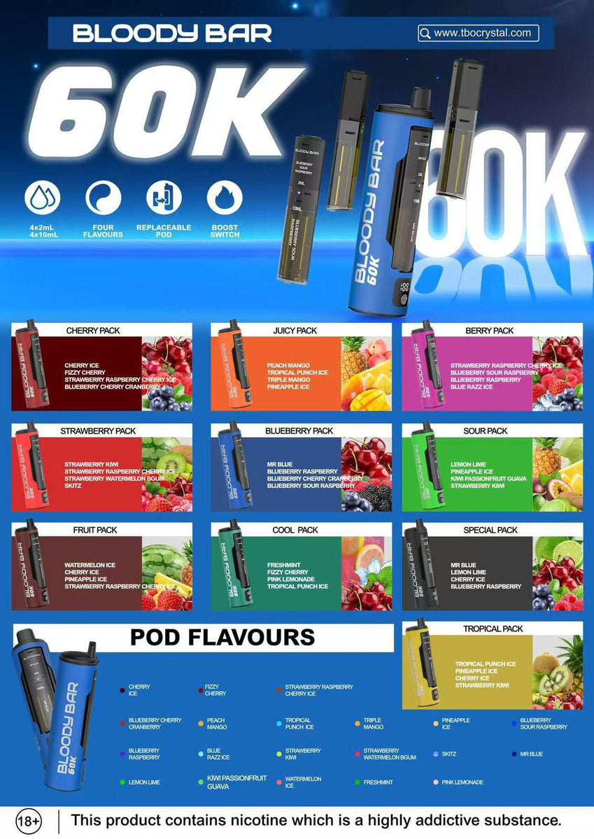 Buy Wholesale Bloody Bar 60k Prefilled 4 In 1 Replacement Pods Box of 5