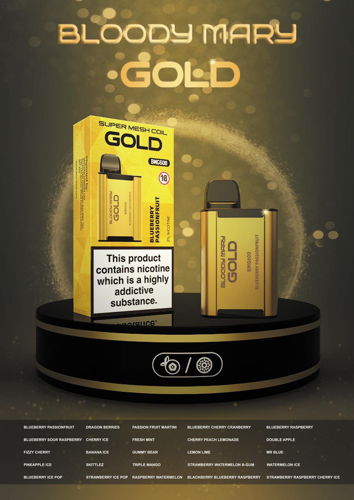 Bloody Mary Gold BMG600 Disposable Vape Pod - Box of 10 - vapeukwholesale