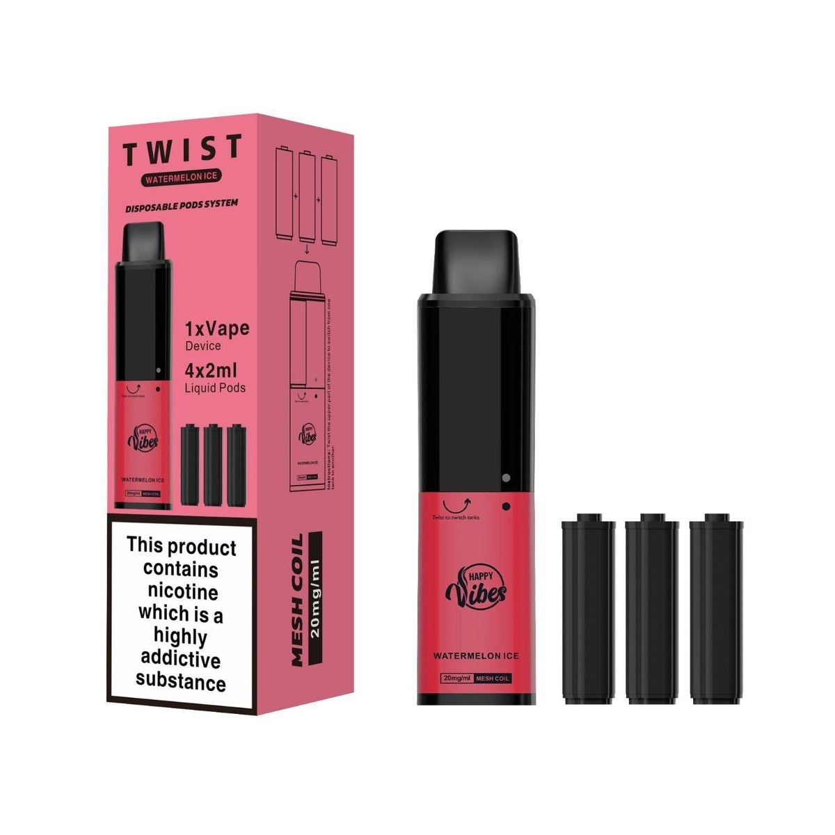 Happy Vibes Twist 2400 Disposable Vape Pod Device - vapeukwholesale