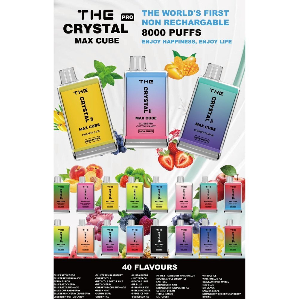 The Crystal Pro Max Cube 8000 Disposable Vape Puff Pod Box of 10 ...